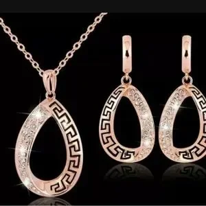 Jewelry | Lady Jewelry Set Gold Plated Bicolor Crystal Pendant Bridal ...